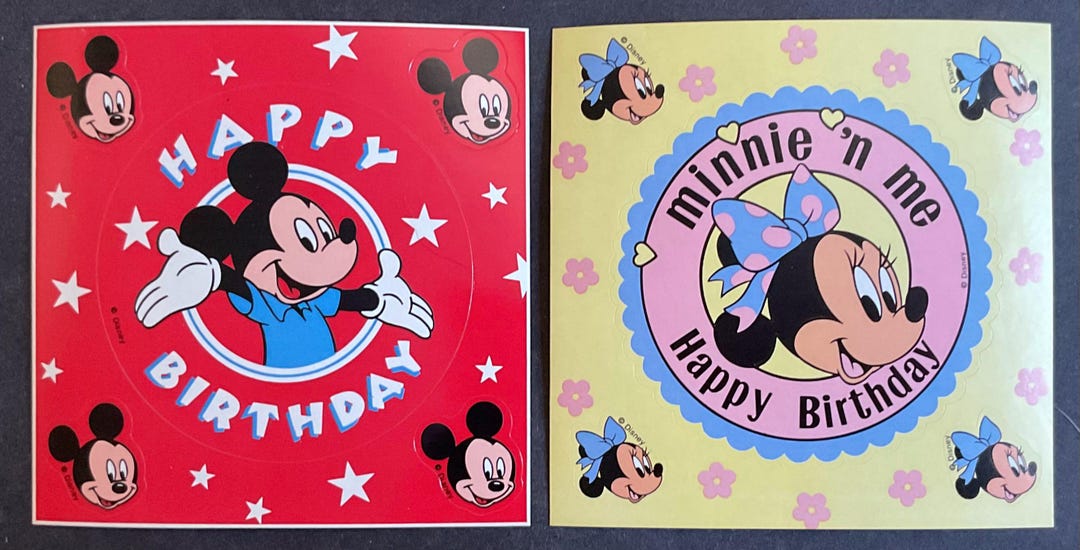 Large Vintage Stickers - Disney - GIBSON - Happy Birthday Mickey ...