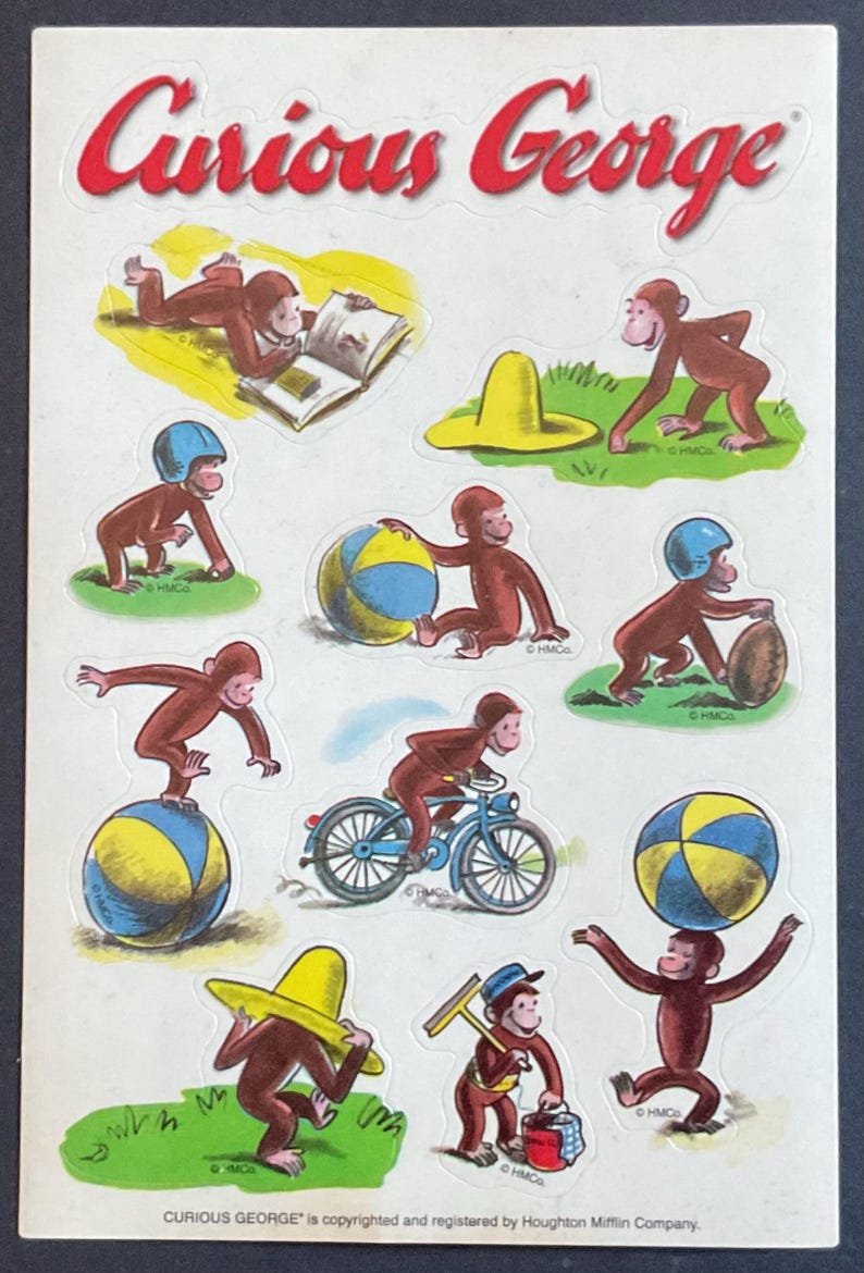 VINTAGE Stickers - American Greetings - Curious George - I COMBINE ...