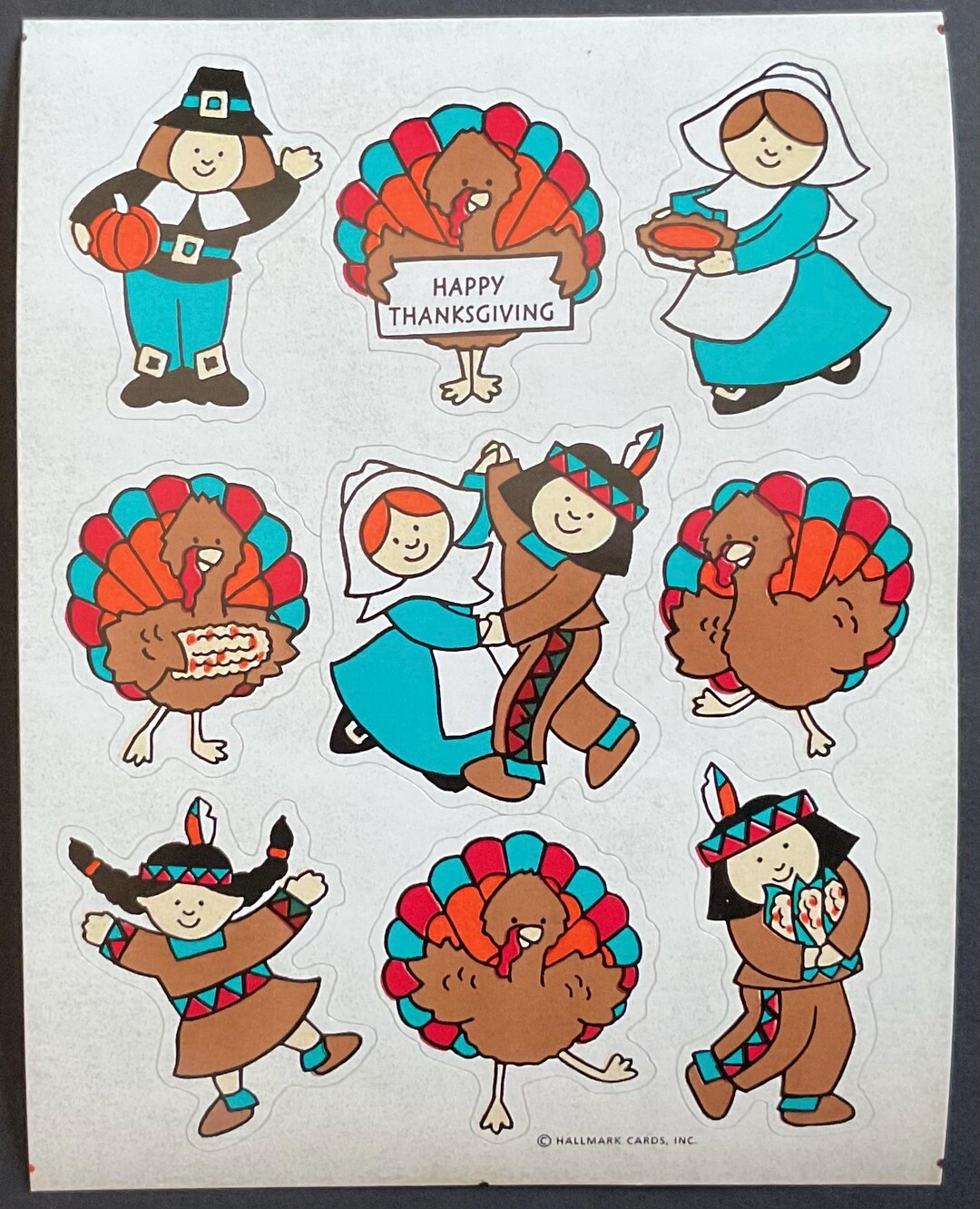 VINTAGE Stickers - Hallmark - Cartoon Thanksgiving - I COMBINE SHIPPING ...