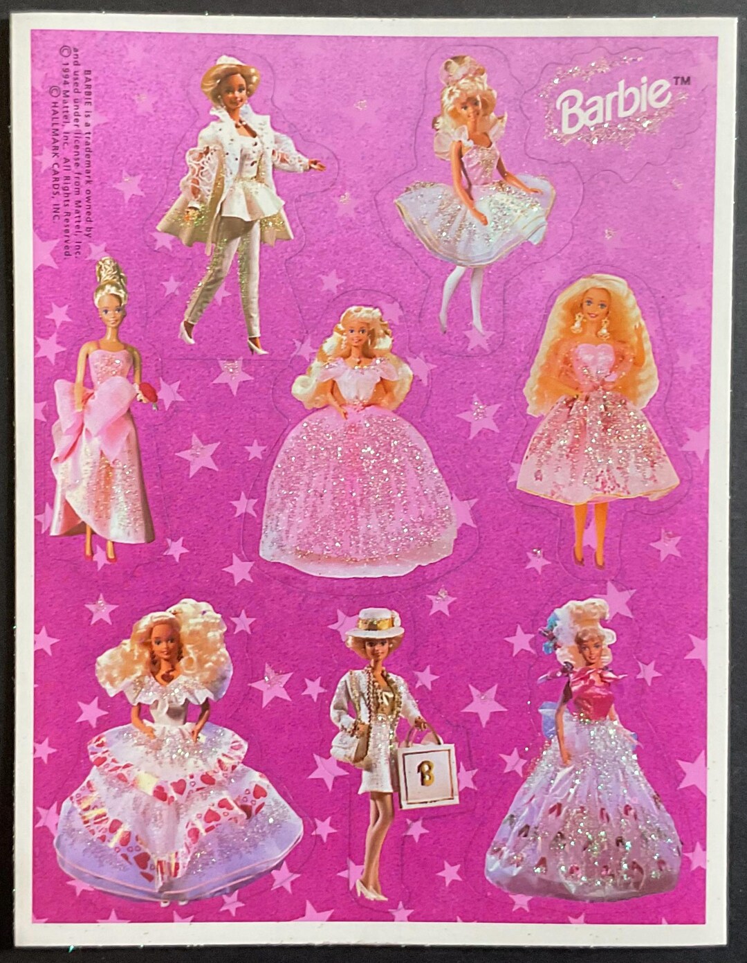 VINTAGE Stickers - Hallmark - Barbie Glittery - I COMBINE SHIPPING ...