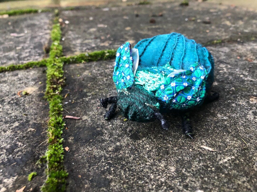 Textile Sculpture Beetle Insect Wall Art, Faux Taxidermy Teal Bug - Etsy