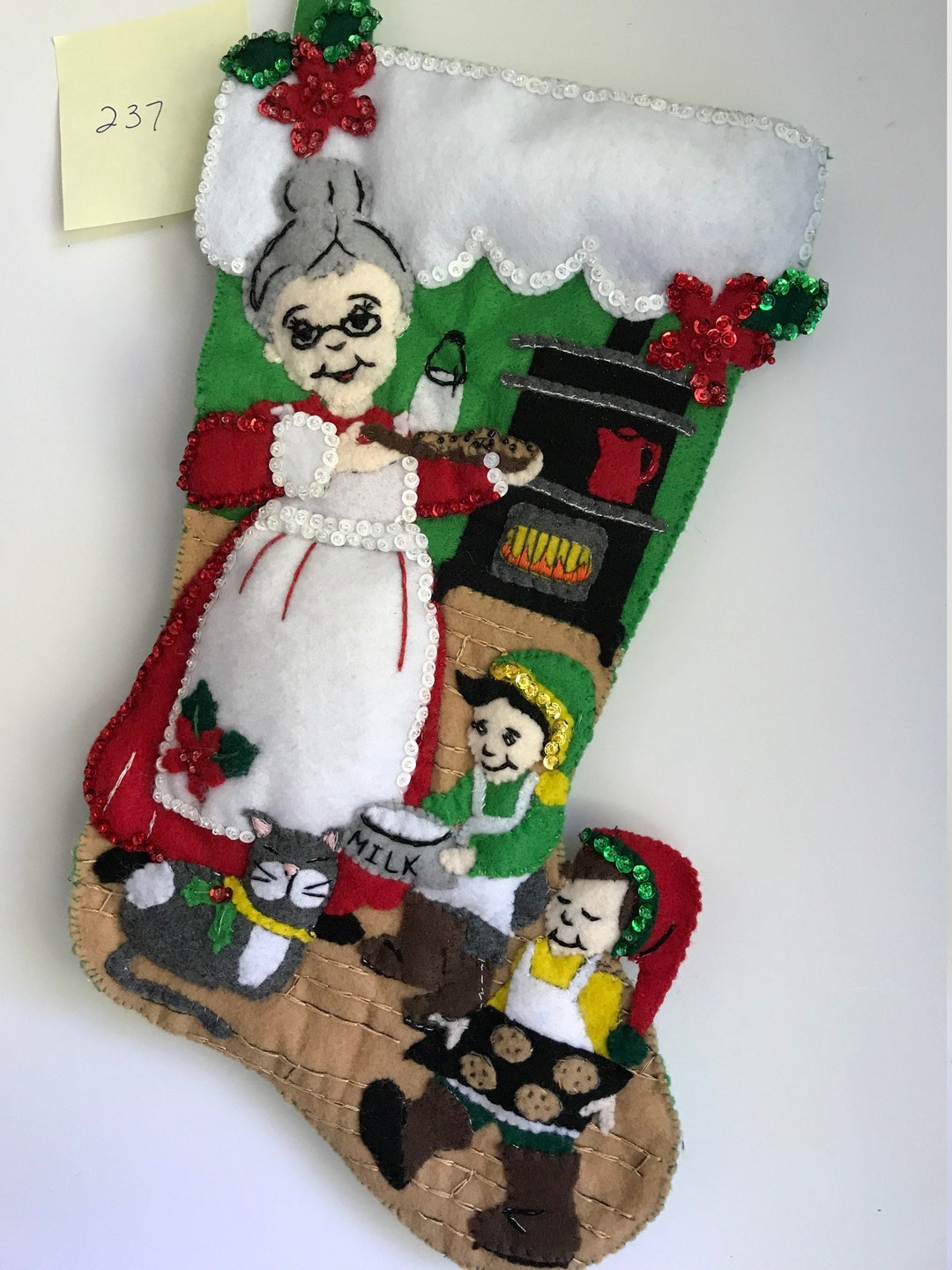 Merry Stocking." Mrs Claus Making Cookies"handmade, Finished - Etsy