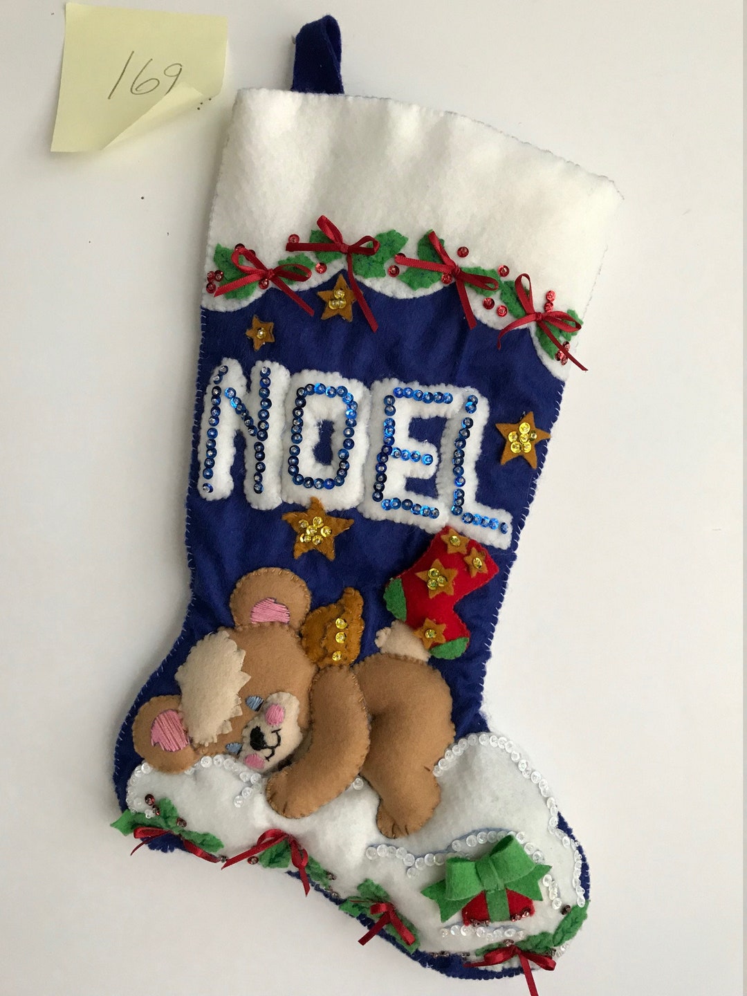 Bucilla Christmas Stocking " Noel Teddy Bear" Handmade - Etsy