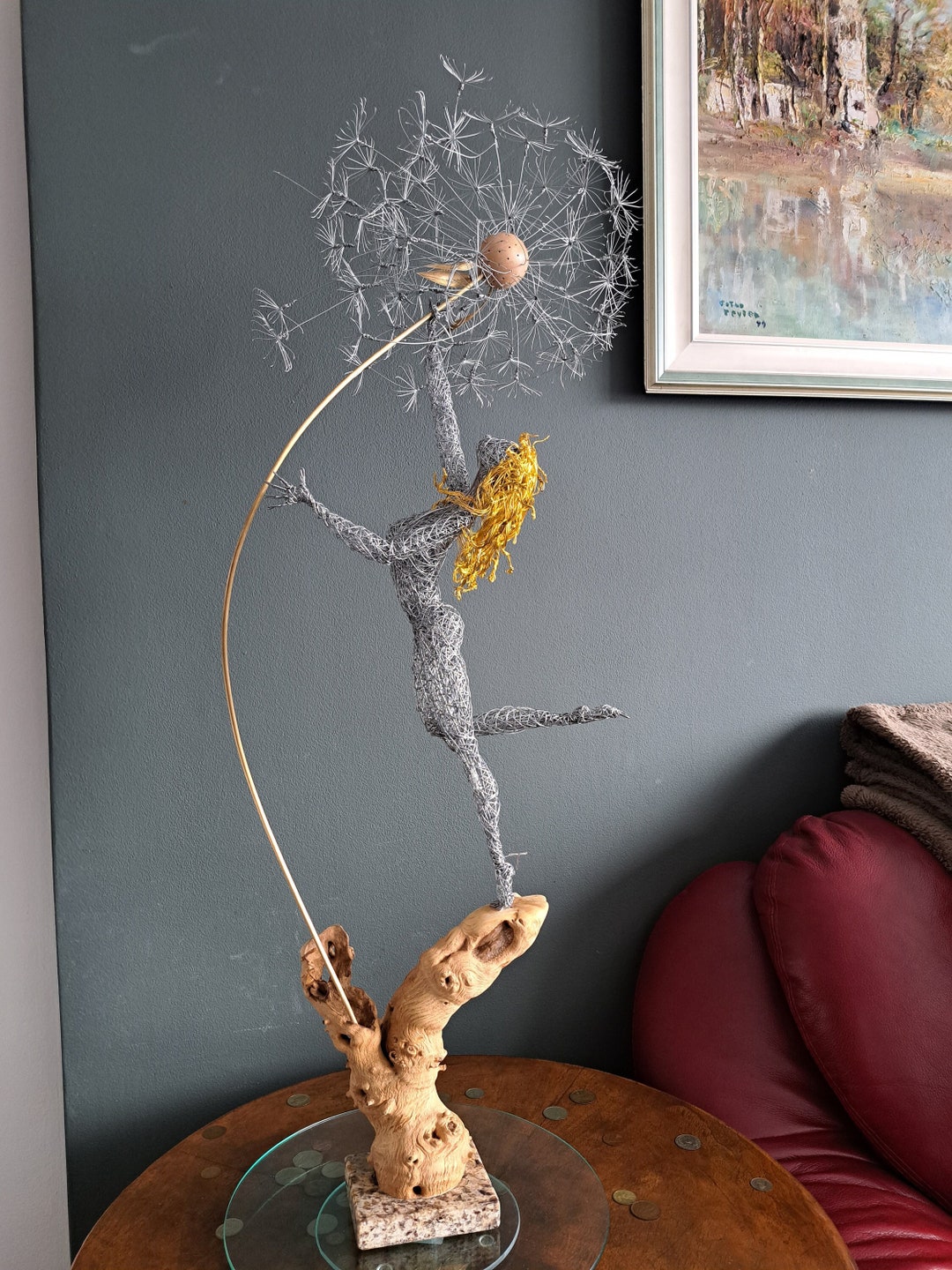 Dandelion Wish Fairy Wire Sculpture Make Wish Statue Wire - Etsy