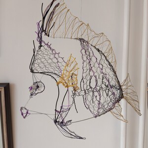 Fish Wire Art, Gift for Him, Wire Fish Sculpture, Metal Fish, Hanging ...