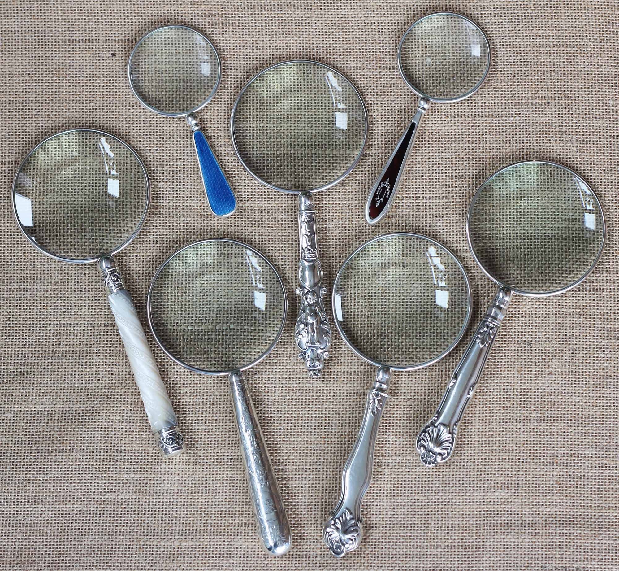 Gran lupa con mango de giro espiral y borde de plata de ley - Etsy España