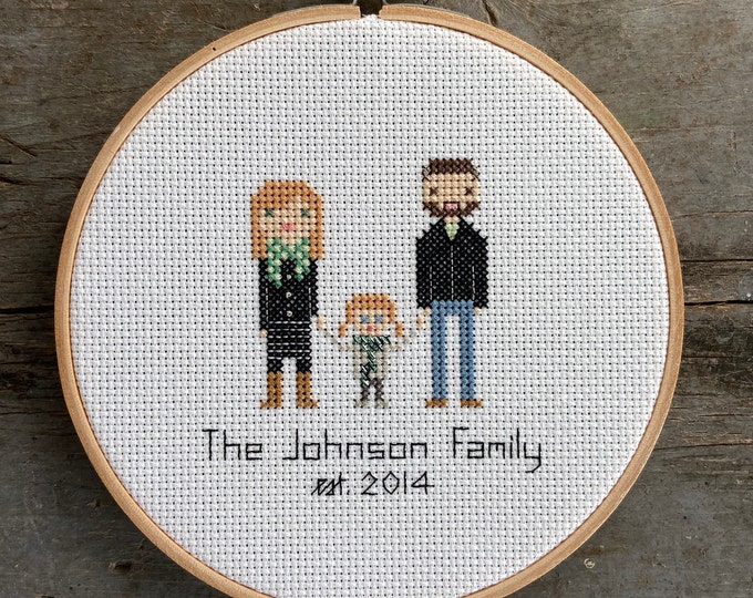 Cross Stitch Family Portrait Custom - Etsy