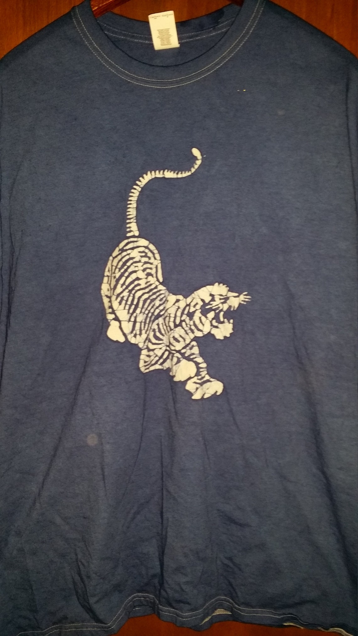 Tiger Hand Made Navy Blue Batik | Etsy