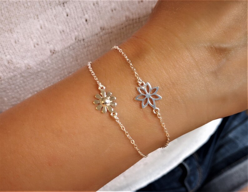Daisy Sterling Silver Bracelet Flower Bracelet Dainty - Etsy Daisy Sterling Silver Bracelet Flower Bracelet Dainty - Etsy