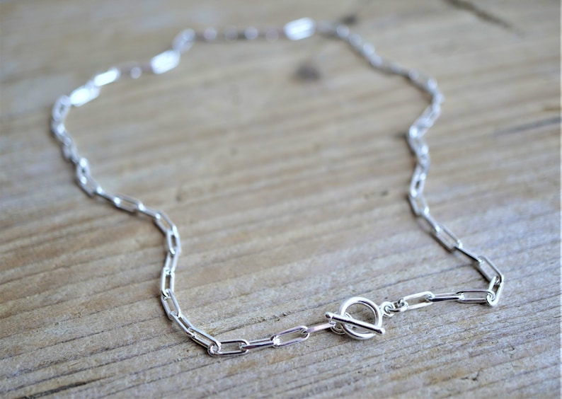 Paperclip Sterling Silver Necklace Long Link Necklace T Etsy Uk
