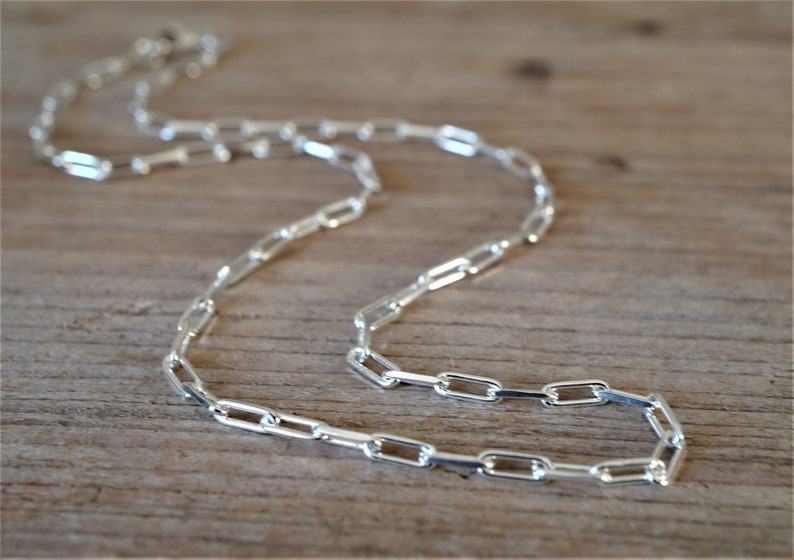 Paperclip Sterling Silver Necklace Long Link Necklace T Etsy Uk