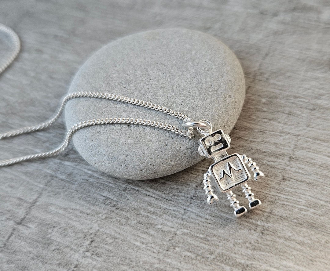 Robot Sterling Silver Necklace * Robot Pendant * Gift for Her * - Etsy