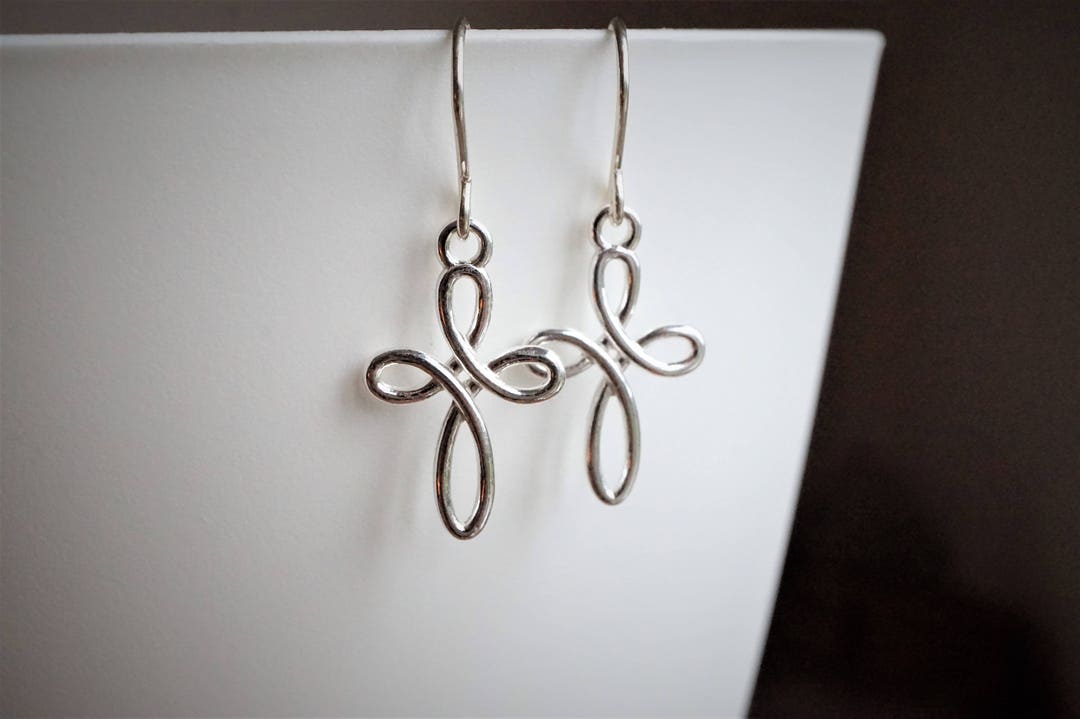 Sterling Silver Celtic Infinity Cross Charm Sterling Silver Earrings ...