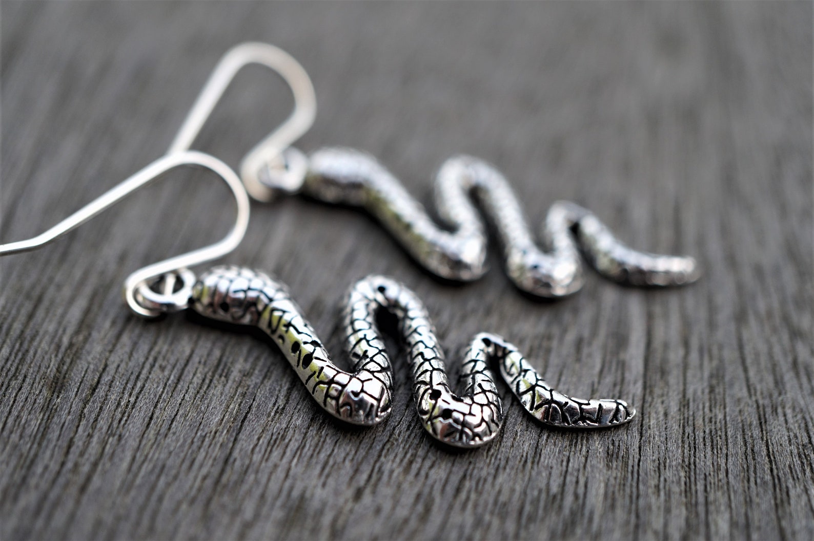 Antique Silver Snake Earrings Sterling Silver Hook Snake - Etsy
