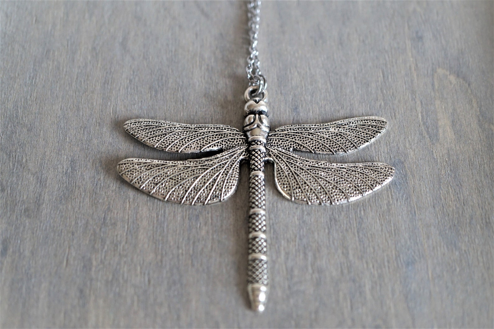Large Dragonfly Pendant Long Chain Necklace *boho * Long Necklace *good ...