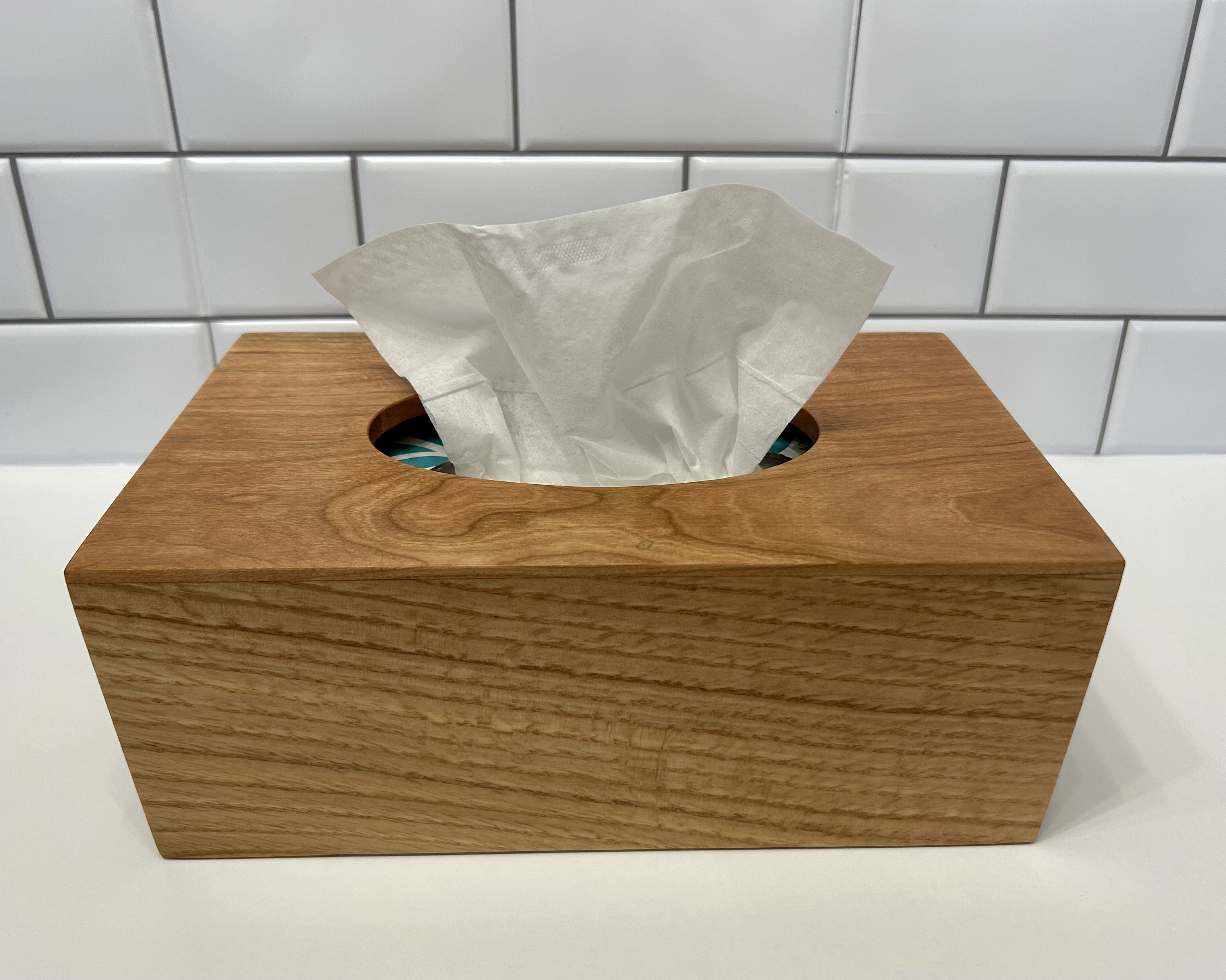 Cherry & Curly Red Oak Tissue Box Cover - Etsy