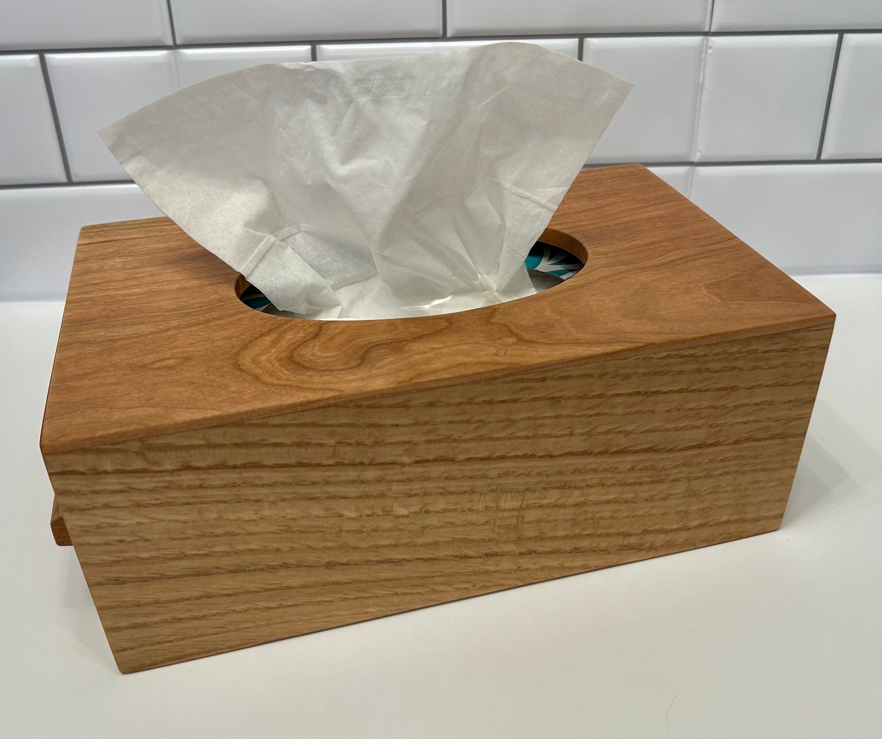 Cherry & Curly Red Oak Tissue Box Cover - Etsy