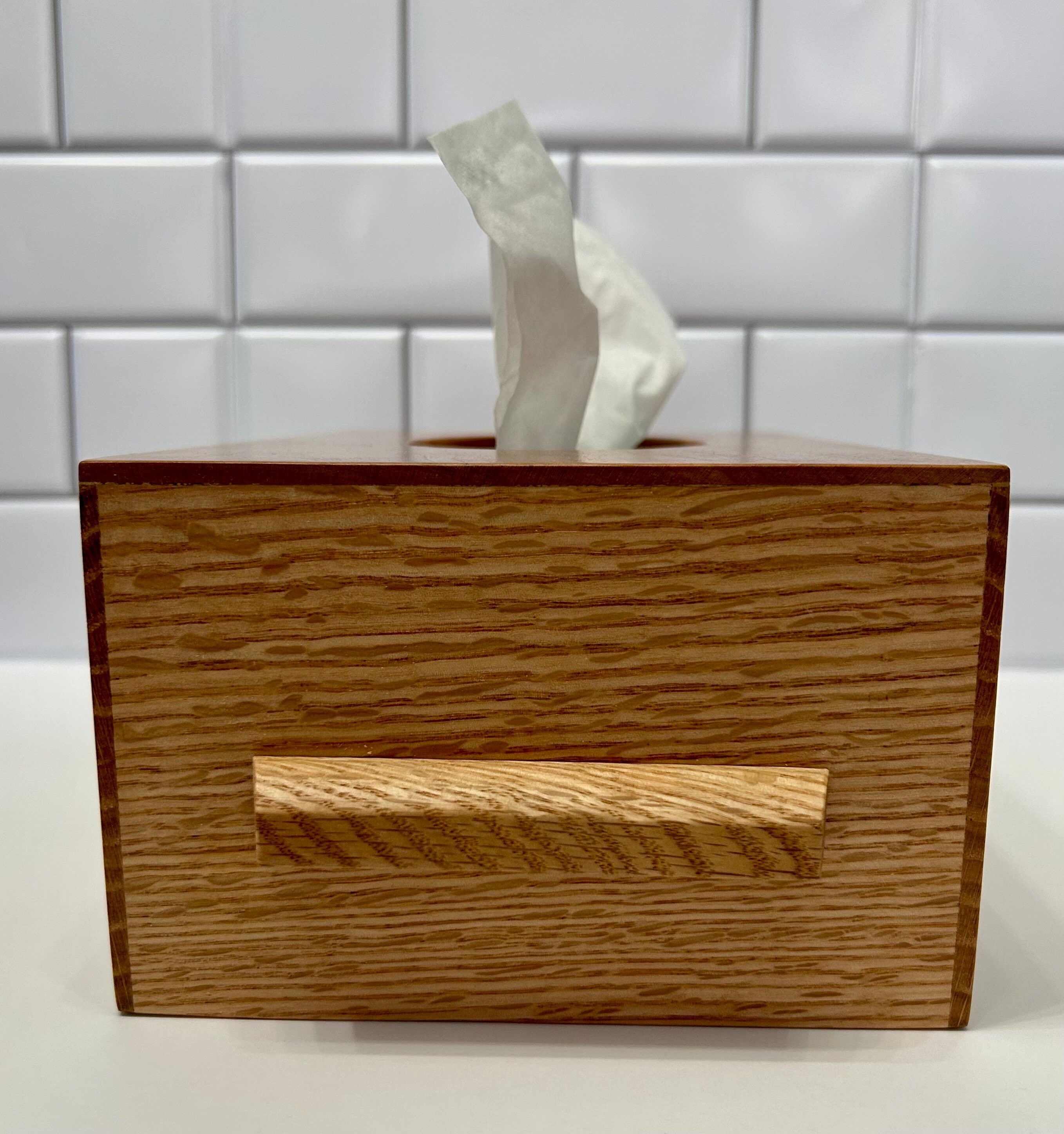Cherry & Curly Red Oak Tissue Box Cover - Etsy