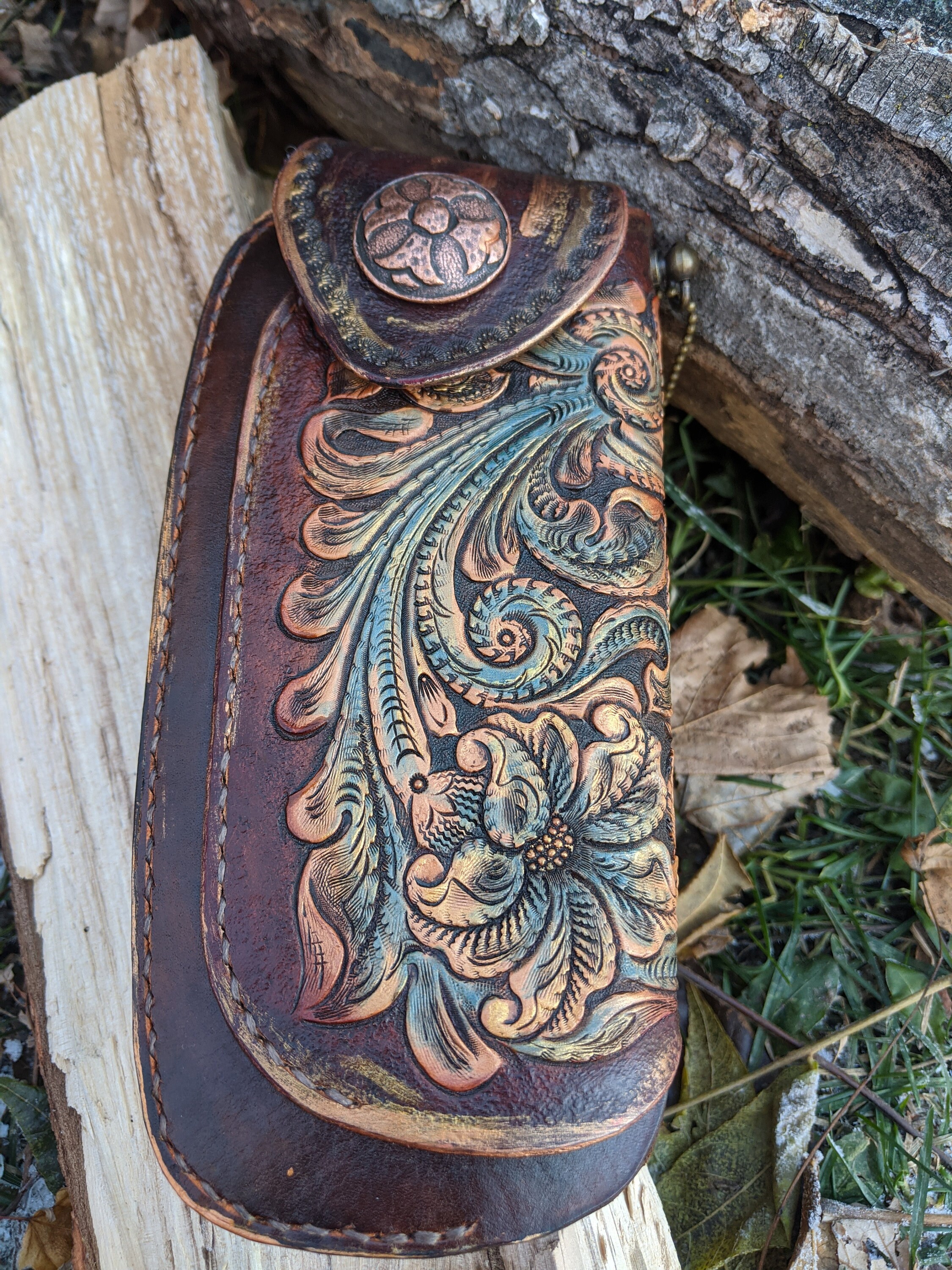 Tooled Biker Cowboy Leather Wallet Sheridan Western Style. | Etsy