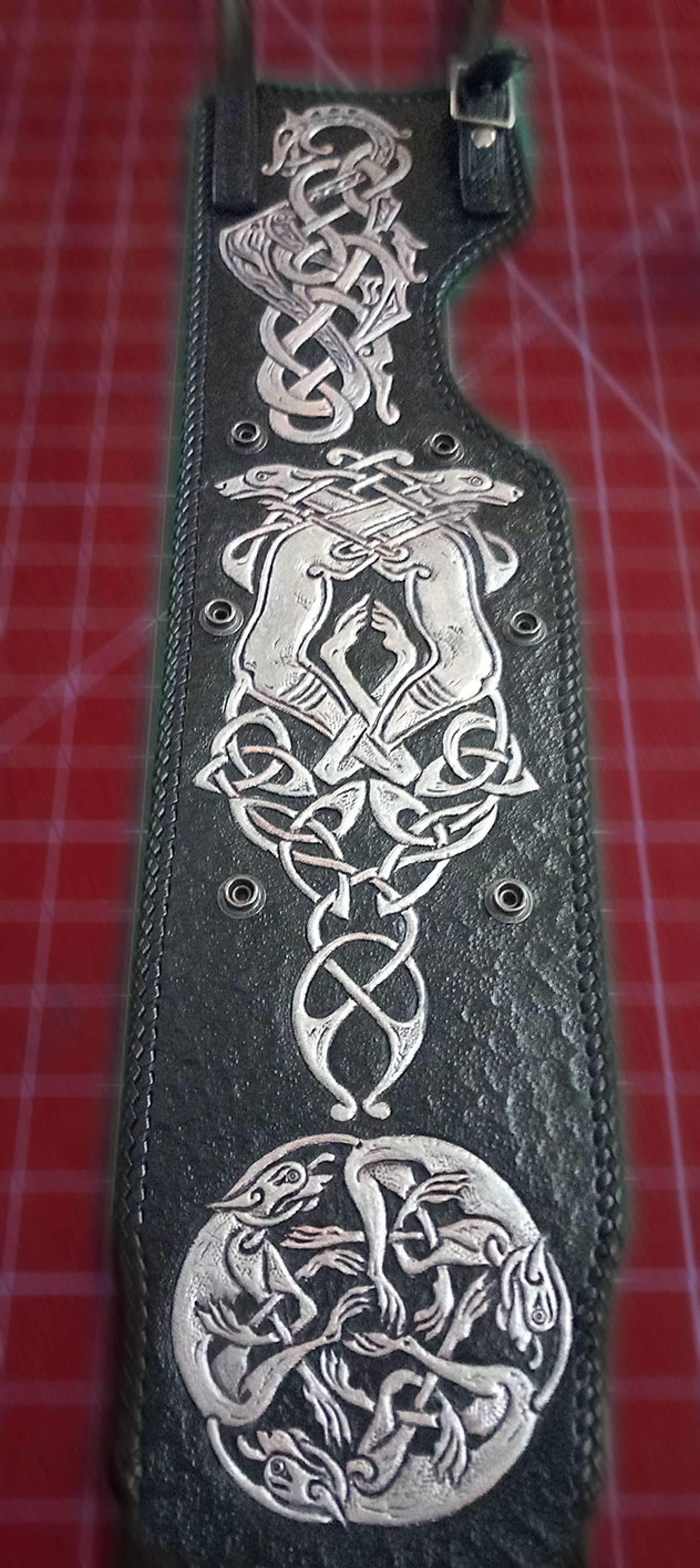 Triumph Motorcycle Tank Strap Tooled Leather Celtic Design - Etsy