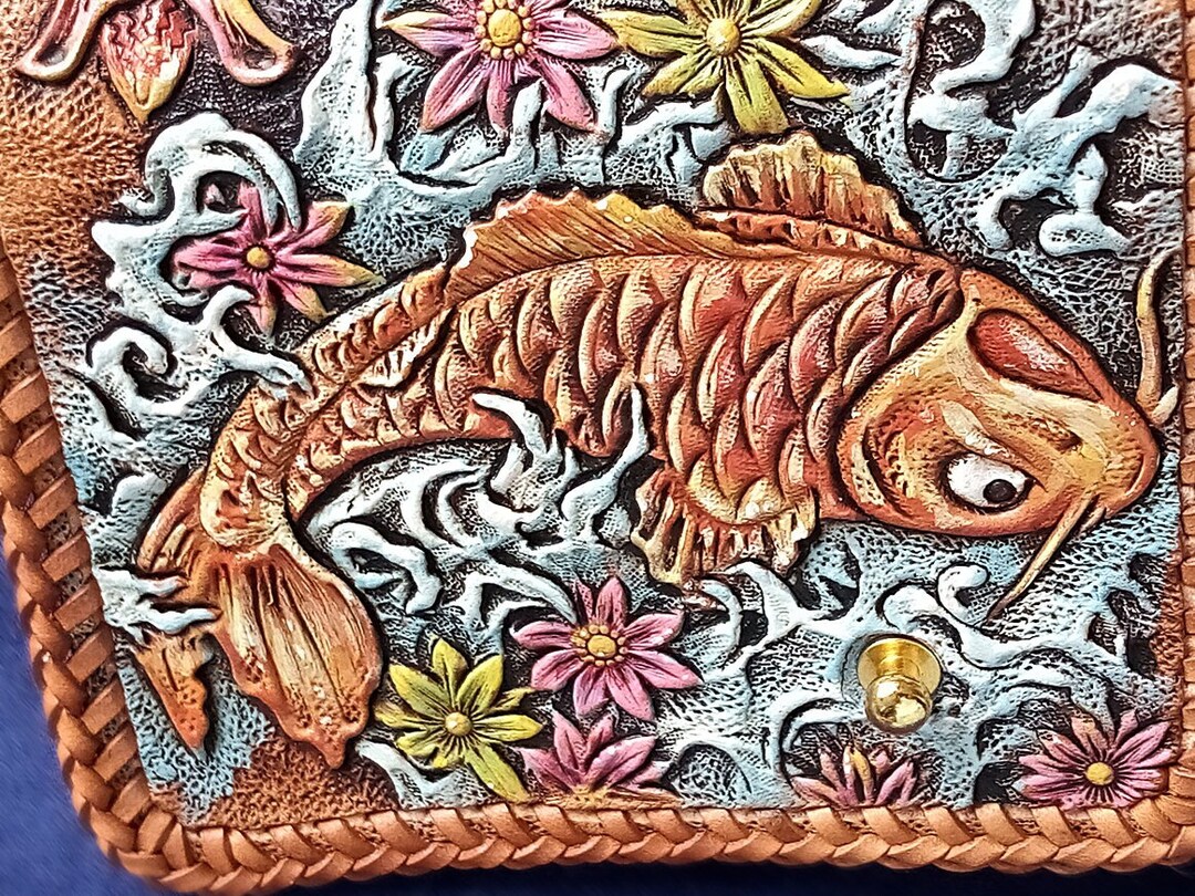 Wallet Koi Tooled, Ladies Purse, Billfold, Western Style, Braided Edges ...