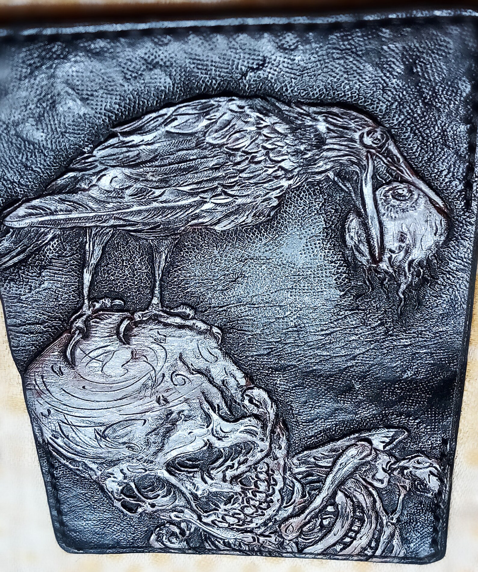 Passport Cover Tooled Leather Skull Crow - Etsy