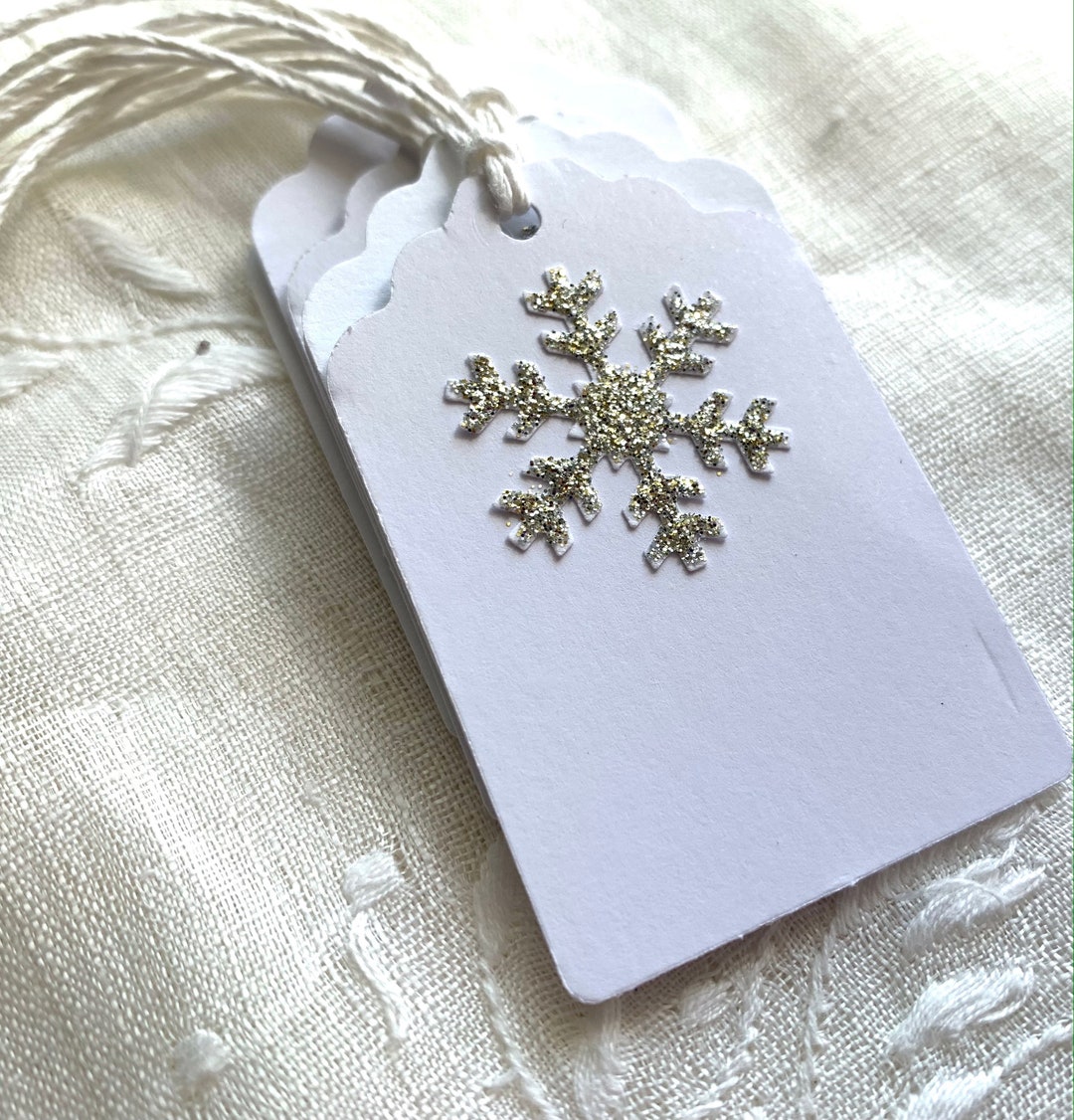 Silver Glitter Snowflake Gift Tags - Handmade - Small - 2.25" X 1.5 ...