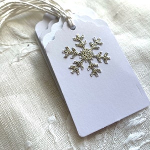 Silver Glitter Snowflake Gift Tags - Handmade - Small - 2.25" X 1.5 ...