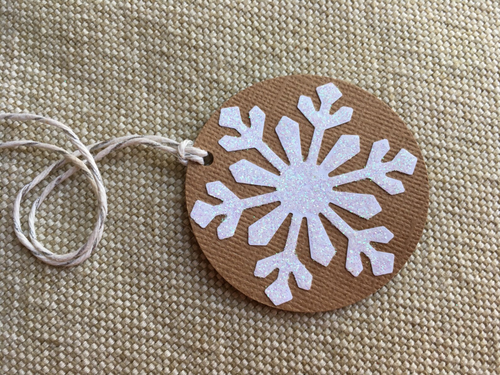 White Snowflake on Brown Cardstock - Round - Etsy
