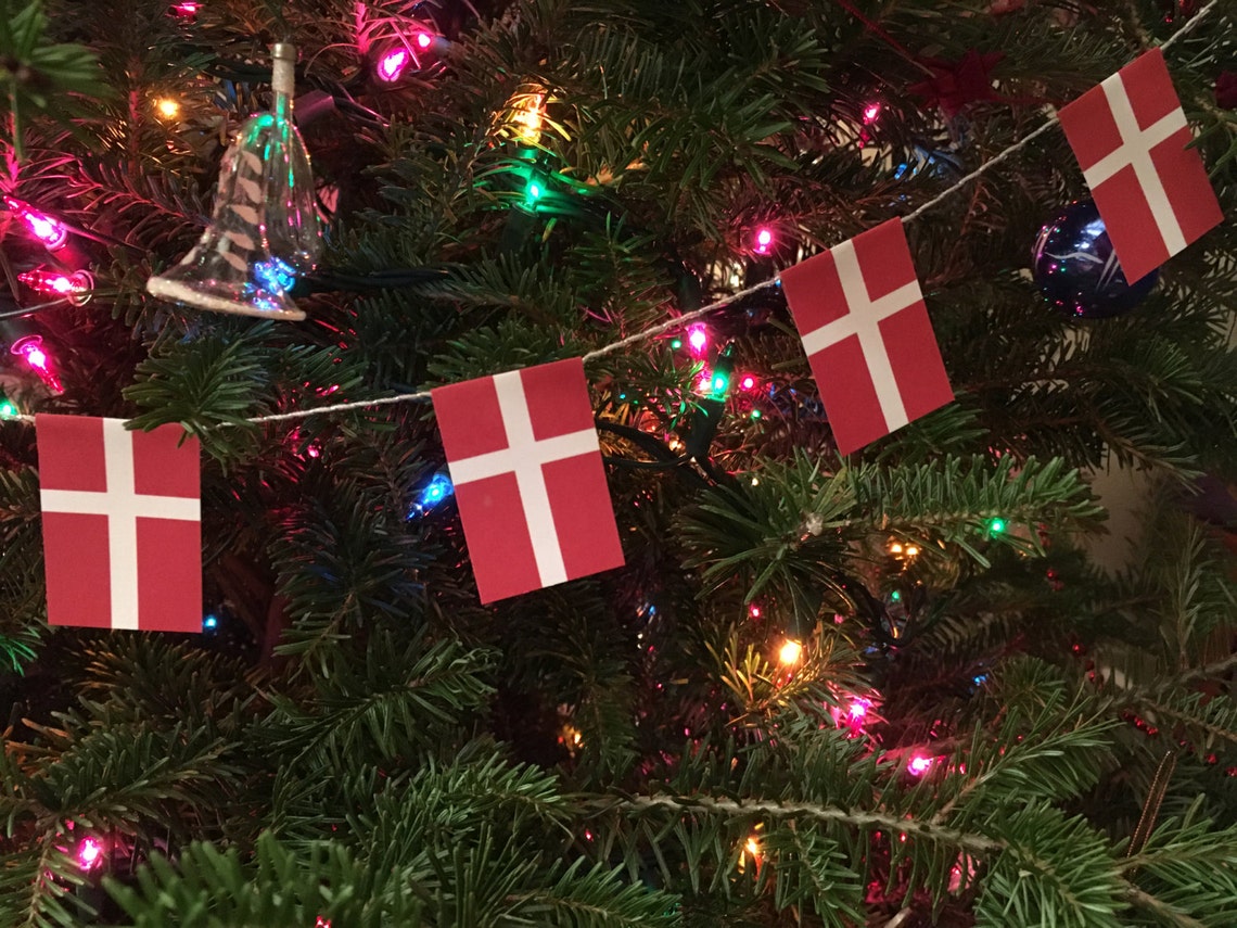 Denmark Flag Garland - Handmade Paper Scandinavian Decoration - 3 Feet ...