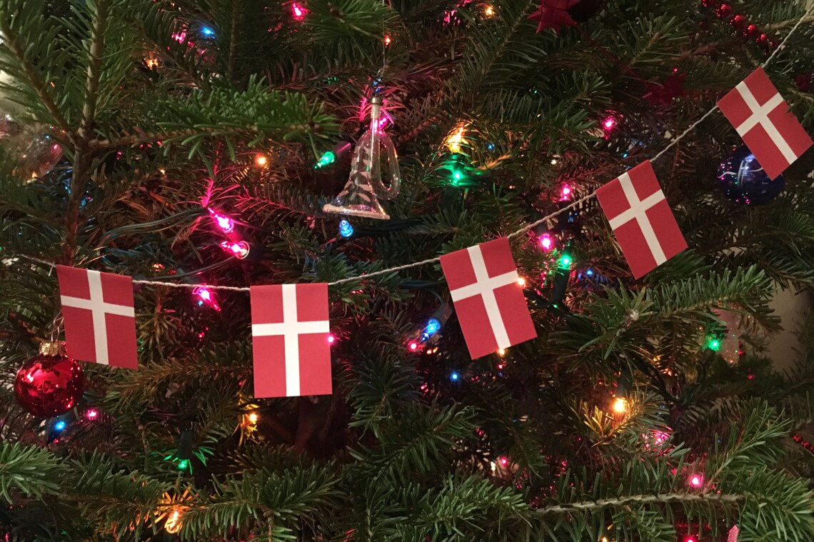 Denmark Flag Garland - Handmade Paper Scandinavian Decoration - 3 Feet ...