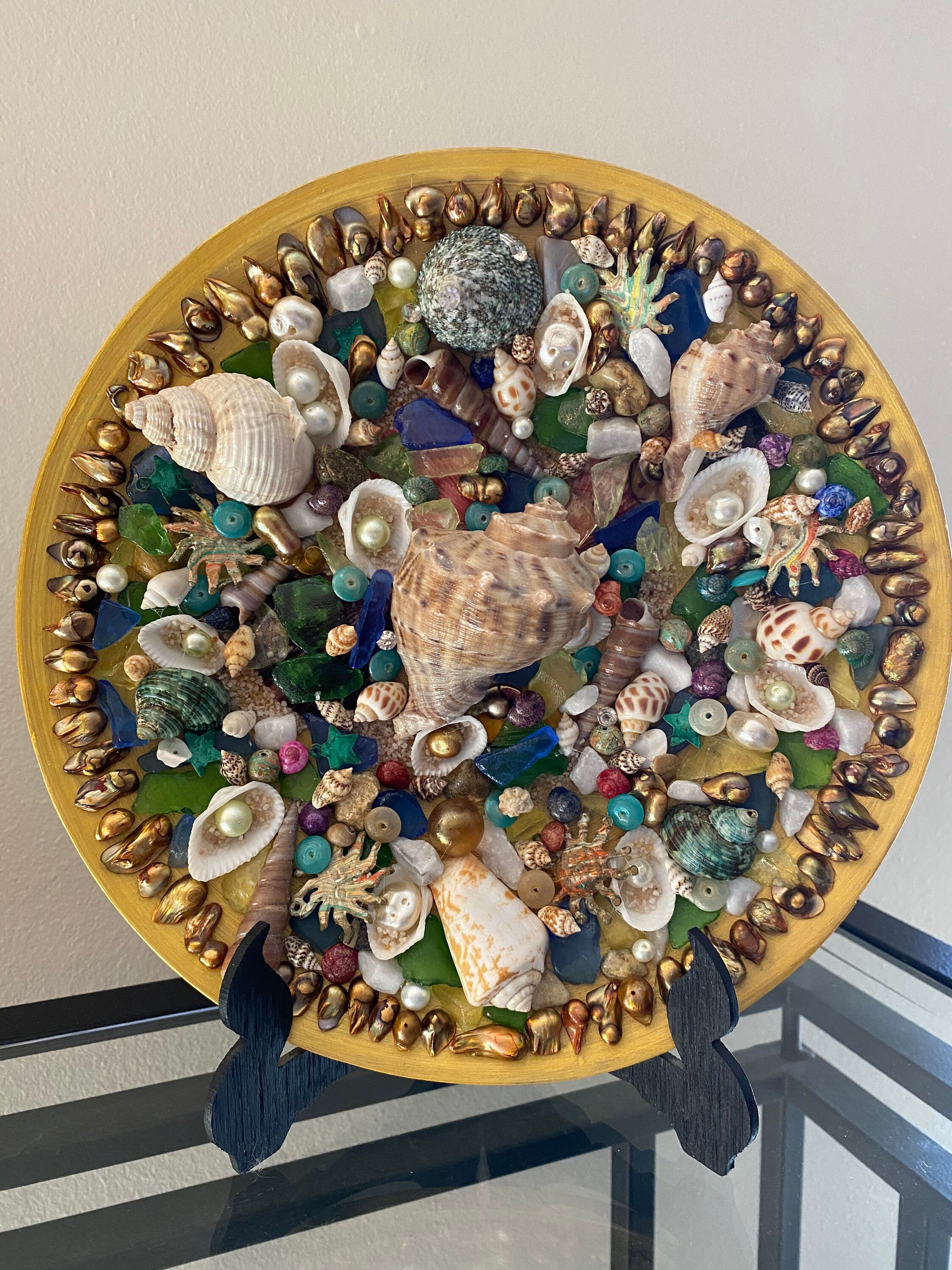 Beach Shell Mixed Media Mosaic Wall Hangingcoastal Shell ...
