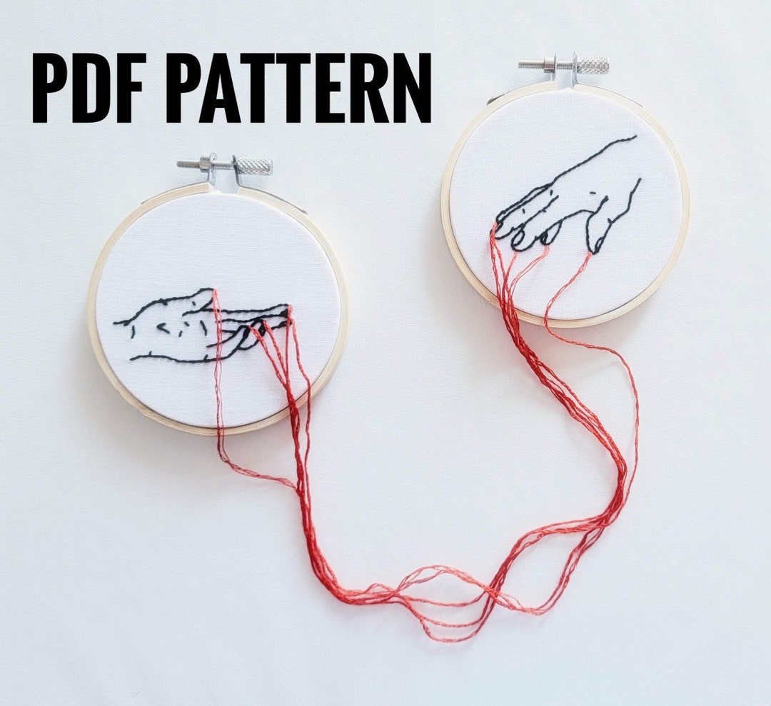 PDF Pattern - Two Hands Connected Embroidery Hoop - Downloadable File ...