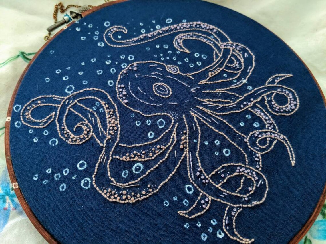 Ten Tickles Embroidery - Octopus Embroidery Hoop Under the Sea Marine ...