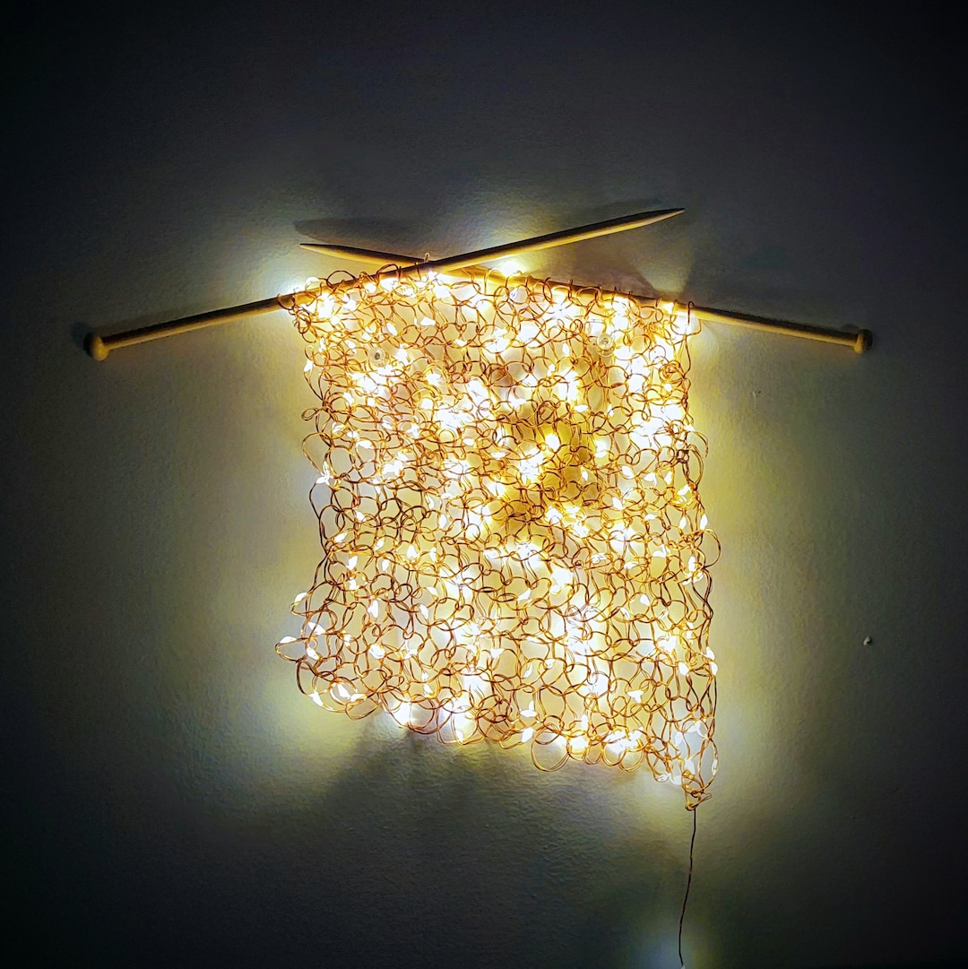 Knit Light Wall Hanging - Crochet Knitted String Light Fairy Light Wall ...
