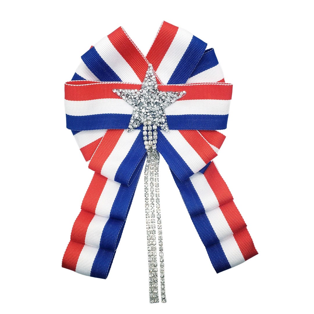Cowboy Carter Big Red White and Blue Rhinestone Ribbon Brooch - Etsy