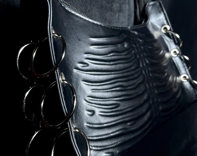 Goth PU Leather Ribcage Purse, Black Gothic Punk Grommets Bag ...