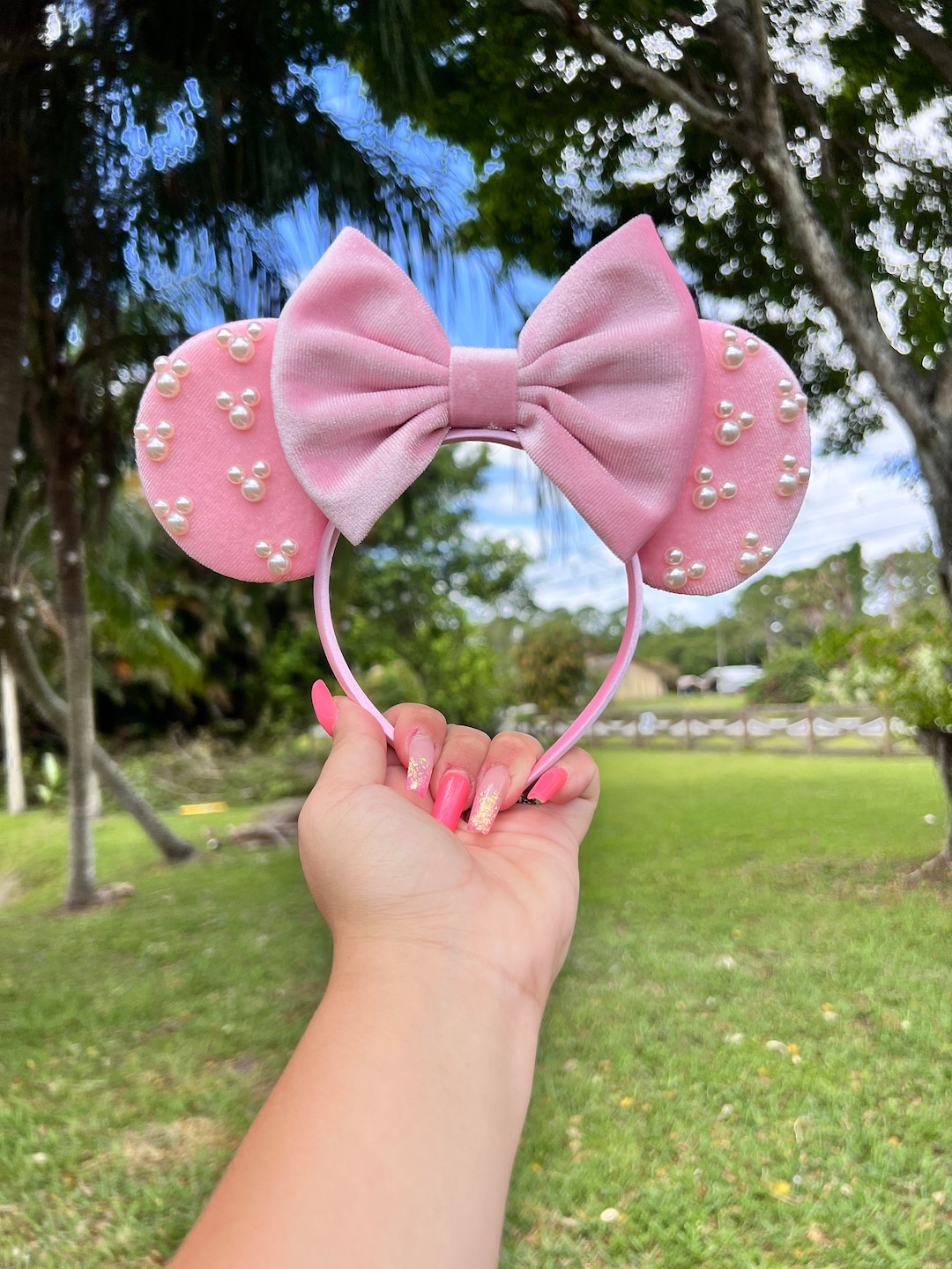 Pink Velvet Mickey Ears - Etsy
