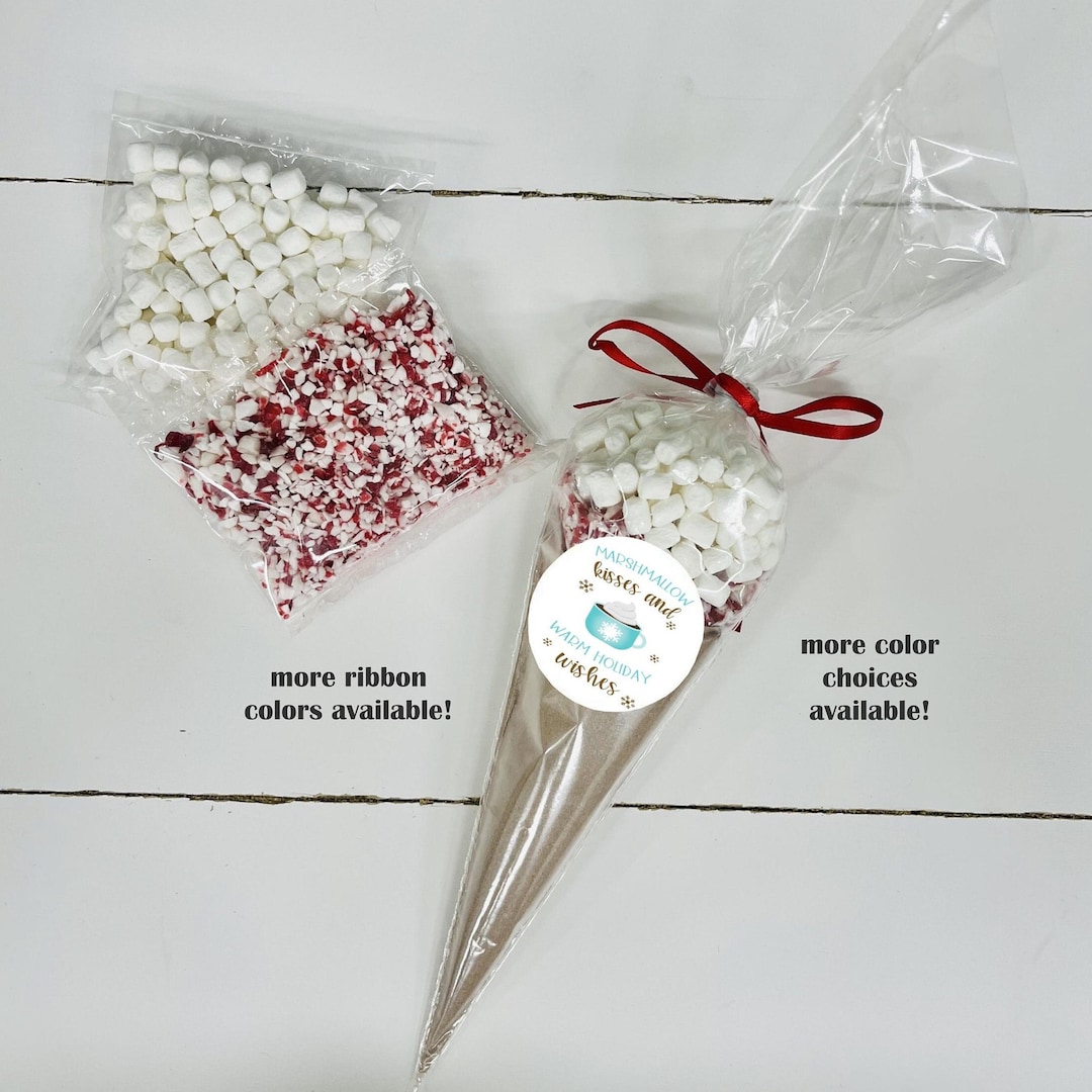 Pack of 10 Marshmallow Kisses and Warm Holiday Wishes Hot Cocoa Cone ...