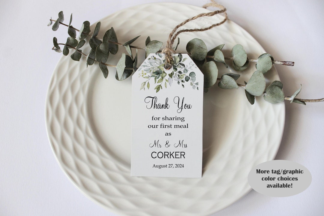 Thank You for Sharing Our First Meal as Mr and Mrs Wedding Favor Tag ...