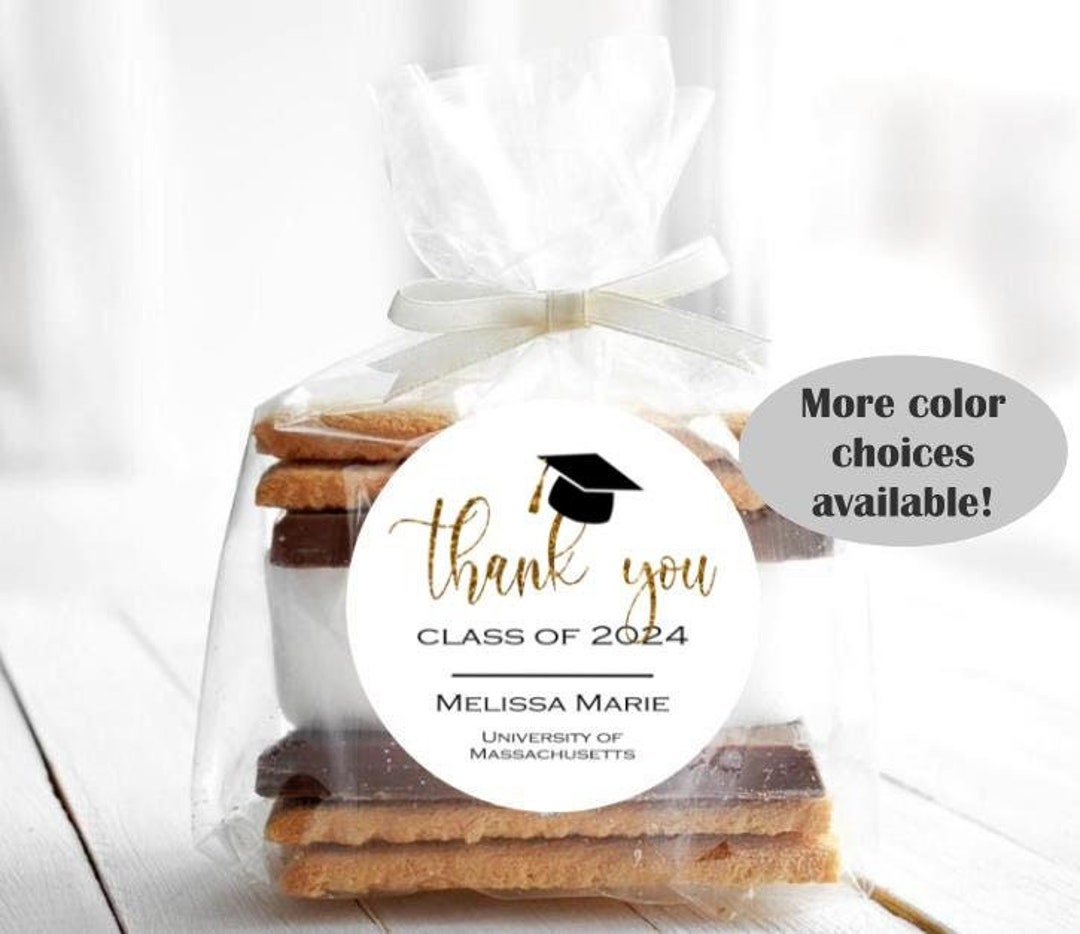 Pack of 40 Graduation Thank You Stickers, Unique Graduation Party Favor ...