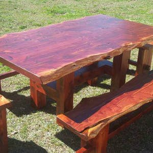 Cedar Table, Rustic Dining Set, Farm Table, Live Edge Table, Cedar ...