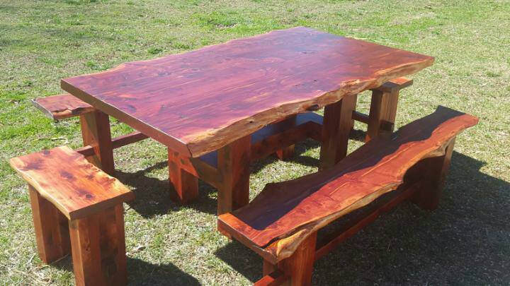 Cedar Table, Rustic Dining Set, Farm Table, Live Edge Table, Cedar ...
