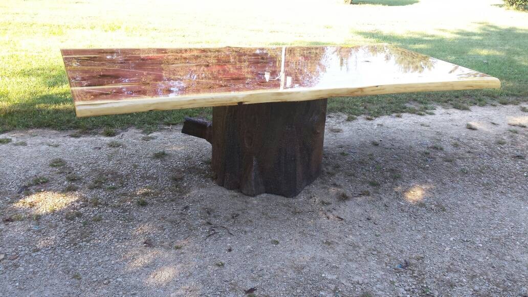 Stump Table, Cedar Top With Custom Metal Trunk, Cedar Dining Table ...