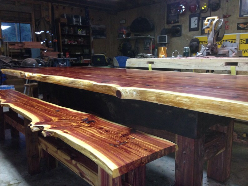 10' Table! Cedar Table, Live Edge Table, Cedar Dining Set, Farm Table ...