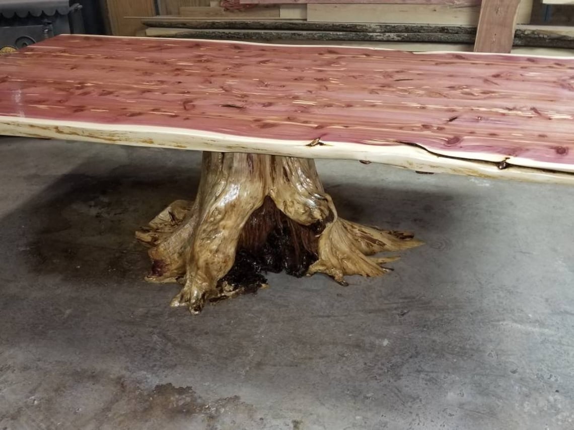 Stump Table, Live Edge Dining Table, Live Edge Table, Cedar Table, Cedar Stump Table, Dining ...
