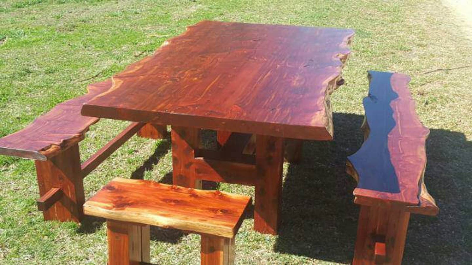 Cedar Table, Rustic Dining Set, Farm Table, Live Edge Table, Cedar ...