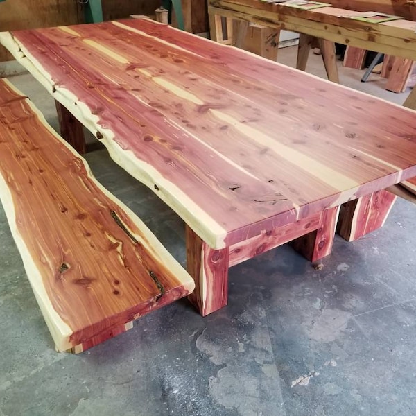 Cedar Live Edge Dining Benches - Etsy
