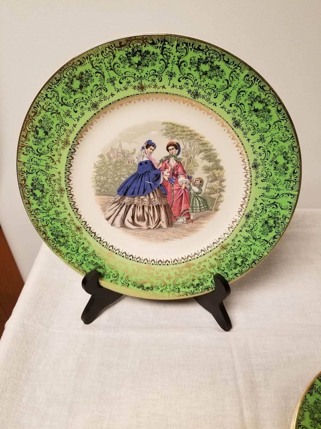 1940s Service Plates (8) by Salem China Co. 23 Karat Gold Filigree ...