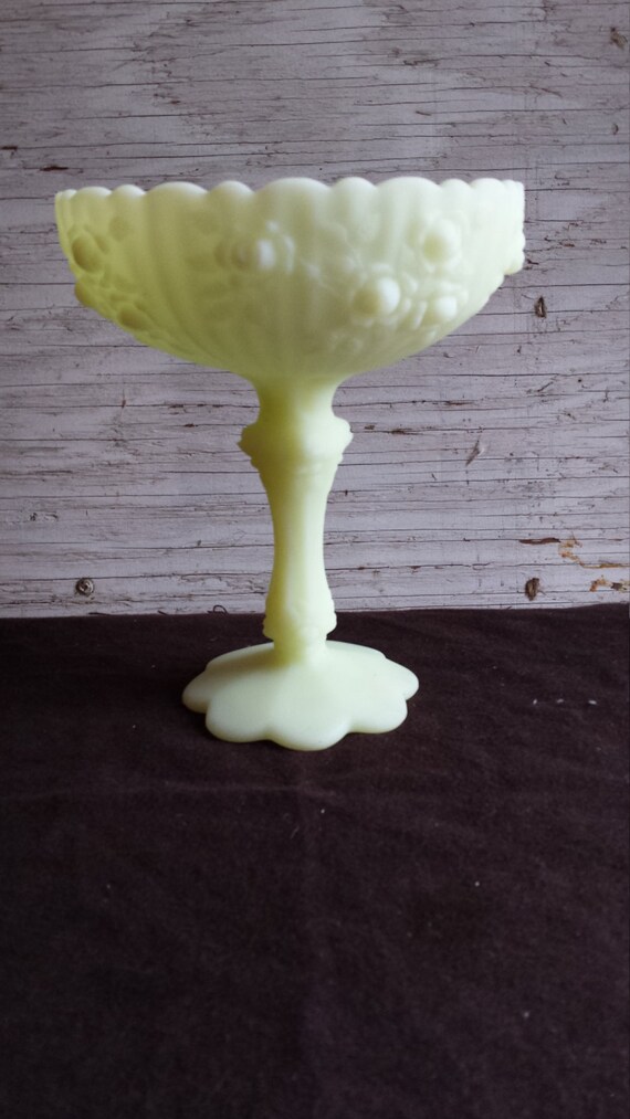 Fenton Green Satin Glass Compote. Fenton Quality. Ex Cond. - Etsy